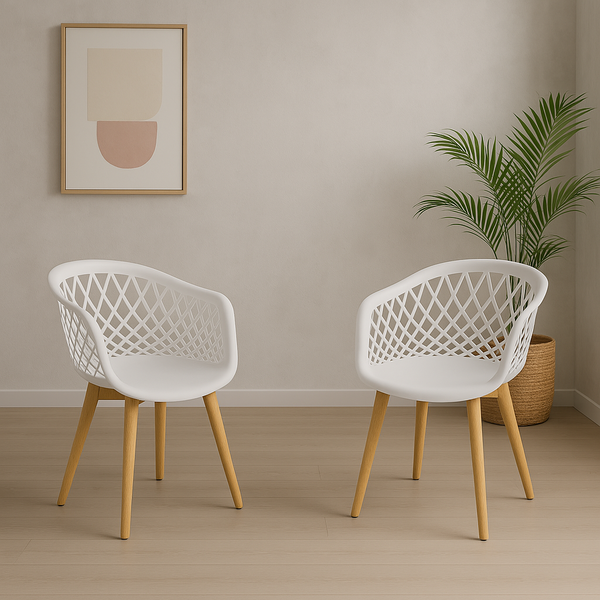 Kit 2 Cadeiras para Sala de Jantar com Base de Madeira Web Branca | Leroy Merlin