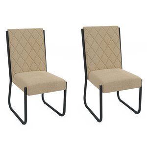 Kit 2 Cadeiras Toronto De Metal Sala De Jantar Preto Fosco/bege | Leroy ...