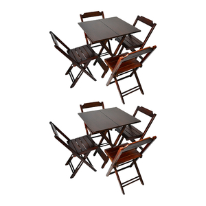 Kit 2 Conjuntos De Mesa Com 4 Cadeiras De Madeira Dobravel 70x70 Imbuia | Leroy Merlin
