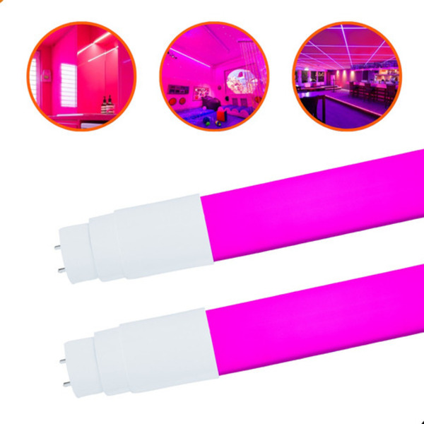 Kit 2 Lâmpadas Tubular Coloridas 20w De Led T8 120 Cm - Rosa | Leroy Merlin