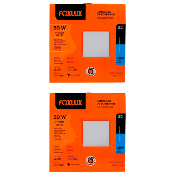 Kit 2 Painel Led Foxlux Quadrado Sobrepor 30w 6500k Biv | Leroy Merlin