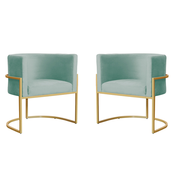 Kit 2 Poltronas Decorativa Sala De Estar Luana Base Gold Veludo Acqua ...