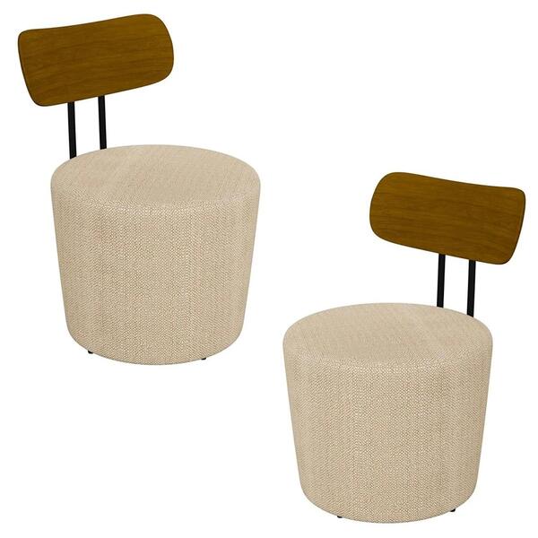 Kit 2 Poltronas Decorativas Redondas 53cm Le Moon Z32 Linho Champanhe ...