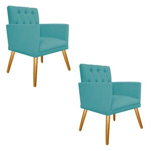 Kit 2 Poltronas Fernanda Capitonê Azul Turquesa | Leroy Merlin