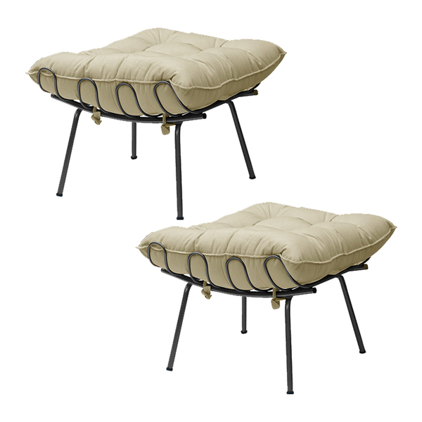 Kit 2 Puff Decorativo Sala De Estar Abel Pés Preto Veludo Bege G41 ...