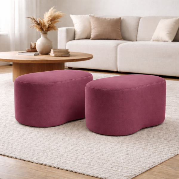Kit 2 Puff Orgânico Curvo Feijão Sala Redondo Confortável Moderno Suede ...