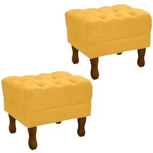 Kit 2 Puff Puf Retro Capitone 52x44cm Suede Mostarda Mpassos | Leroy Merlin