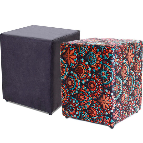 Kit 2 Puffs Decorativo Quadrados 45x35x35cm Estampado Bf Colchões ...