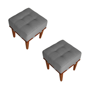 Kit 2 Puffs Quadrado Para Sala De Linho - Cinza | Leroy Merlin