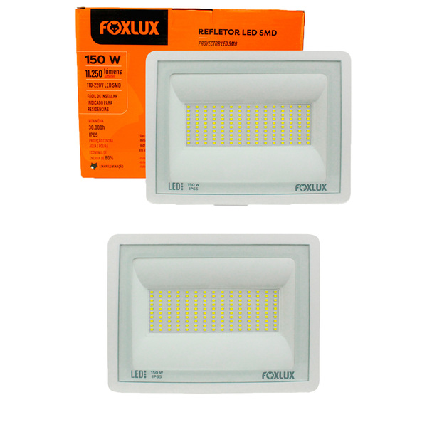 Kit 2 Refletor Led Foxlux 150w 6500k Bivolt Branco | Leroy Merlin