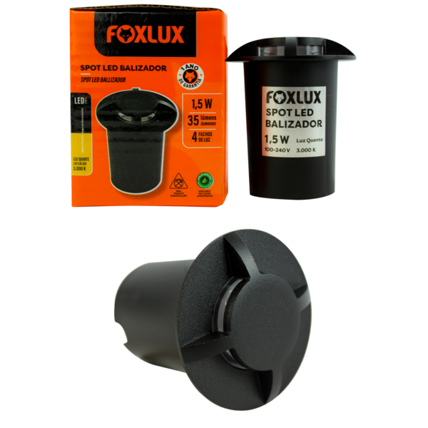 Kit 2 Spot Led Baliza 1,5w Preto 3000k 4 Fachos Foxlux | Leroy Merlin