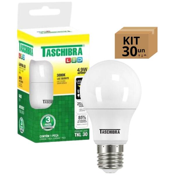 Kit 30 Lâmpadas Bulbo Led Taschibra Tkl Biv E27 4,9w 3000k | Leroy Merlin
