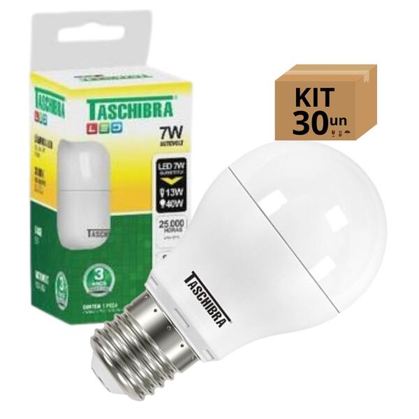 Kit 30 Lâmpadas Bulbo Led Taschibra Tkl Bivolt E27 7w 3000k | Leroy Merlin