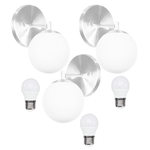 Kit 3 Arandelas Orby Bolinha Escovado + Lampadas 3000k | Leroy Merlin