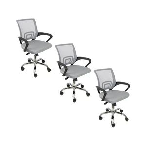Kit 3 Cadeiras De Escritório Begonia Mesh Ergonômico Cinza | Leroy Merlin
