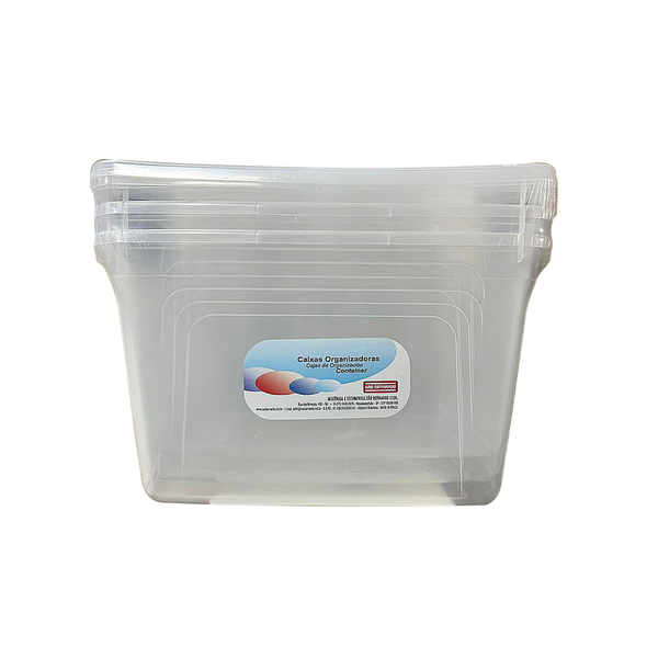 Kit 3 Caixas Organizadoras de Plástico Transparente 30L 28x34x48 São ...