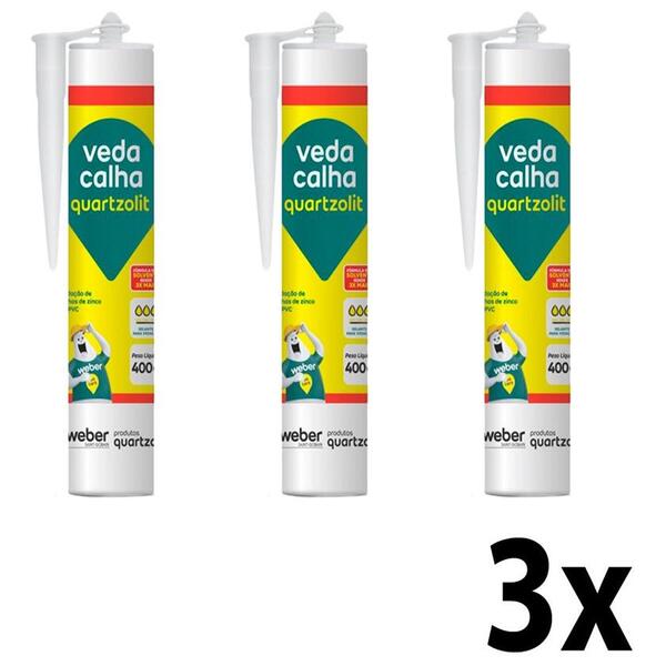Kit 3 Cola Veda Calha Cinza 280g Quartzolit | Leroy Merlin