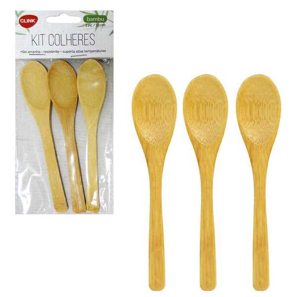 Kit 3 Colheres Pequenas De Bambu 13cm Clink Ck4516 | Leroy Merlin