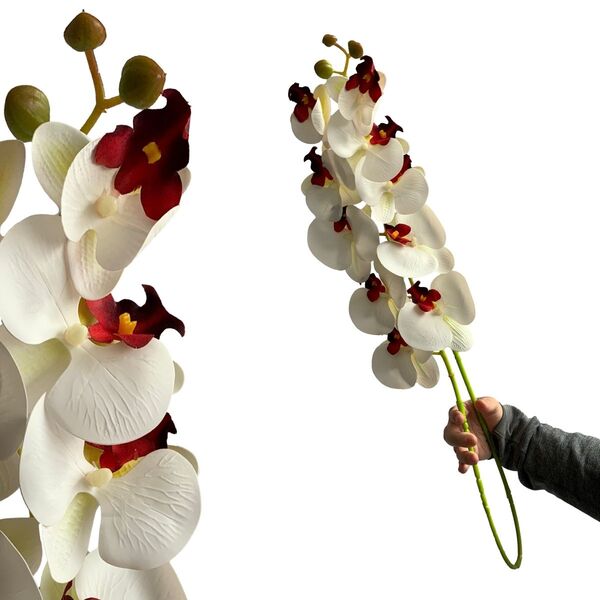 Kit 3 Flores Orquídeas Artificiais Grandes 110cm Luxo Branco Para Vaso ...