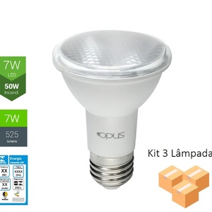 Kit 3 Lâmpadas Par20 7w 4000k - Opus | Leroy Merlin
