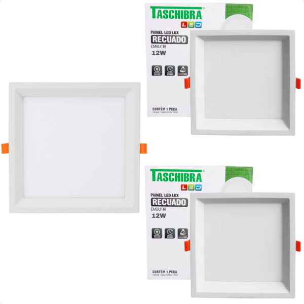 Kit 3 Painel Led 12w Embutir Quadrado 3000k Branco Quente 110/220v ...