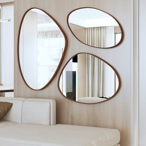 Kit 3 Peças Espelho Orgânicos Decorativos Com Moldura Alamanda Castanho ...