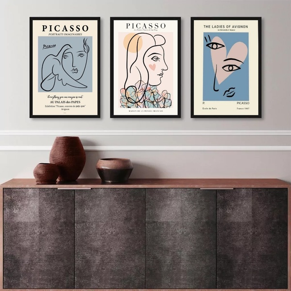 Kit 3 Quadros Artes Picasso Mulheres - Candy Colors 33x24cm - Com Vidro ...