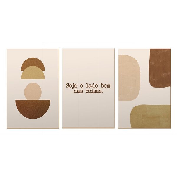 Kit 3 Quadros Decorativos Boho Formas Bege Frases | Leroy Merlin