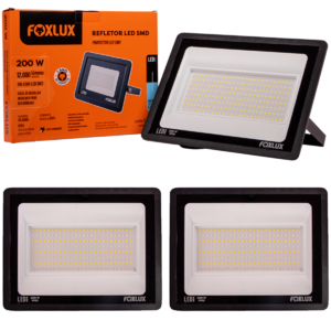 Kit 3 Refletor Led Foxlux 200w 6500k Bivolt Preto | Leroy Merlin