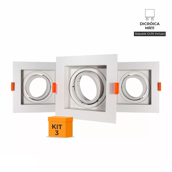 Kit 3 Spots De Embutir Recuado Direcionável Ip20 Branco Led | Leroy Merlin