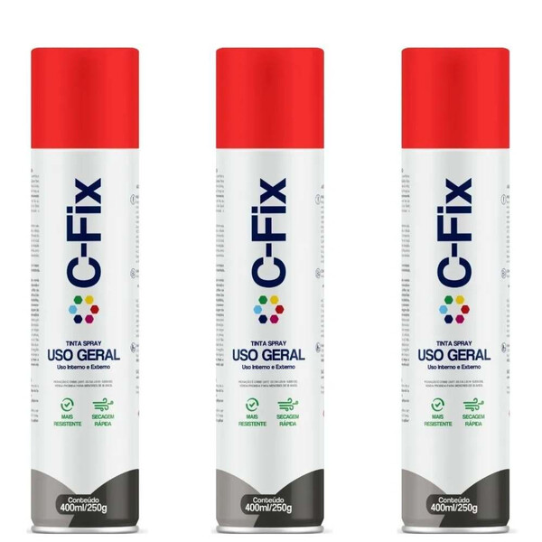 Kit 3 Tintas Spray Vermelho Uso Geral Inter/exter 400ml Cfix | Leroy Merlin