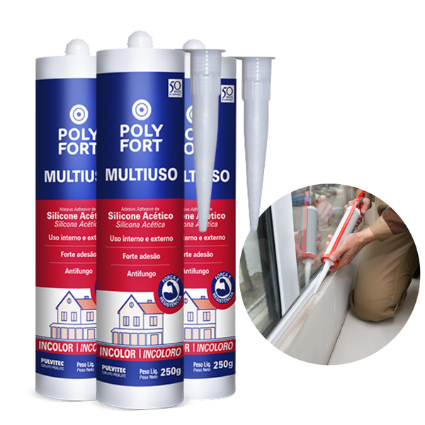 Kit 3und Silicone Acetico Multiuso Incolor 250g Polystic | Leroy Merlin