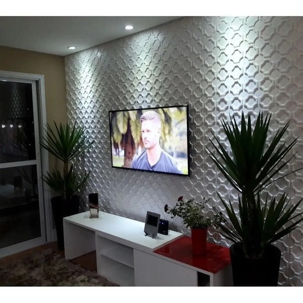 Kit 48 placas em pvc poliestireno revestimento 3d teto e parede modelo ...