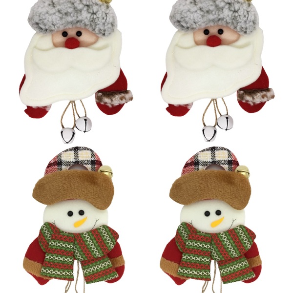 Kit 4 Bonecos Natal Pelúcia Guizo Papai Noel E Boneco Neve 27cm Enfeite ...