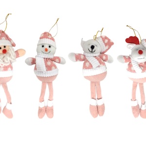 Kit 4 Bonecos Perna Longa Pelúcia Rosa Papai Noel, Boneco De Neve, Rena ...