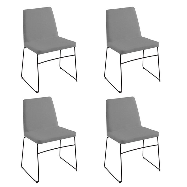 Kit 4 Cadeiras Para Sala De Jantar Escritório Estofada Linho Base Em ...