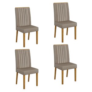 Kit 4 Cadeiras Para Sala De Jantar Pés Em Madeira Maciça Mari Bege ...