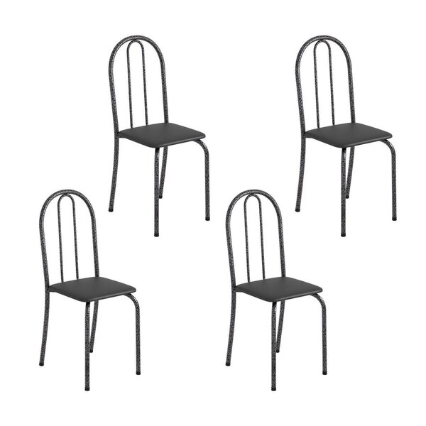 Kit 4 Cadeiras Tubular 89x37x42 Cm Ane B Prata Preto/prato Preto/prato ...