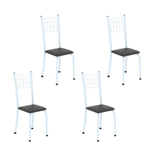 Kit 4 Cadeiras Tubular 95x37x40 Cm Dany Preto/branco Preto/ Branco ...