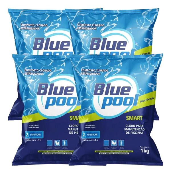Kit 4 Cloros Multiação 1kg Smart Bluepool Para Piscinas | Leroy Merlin