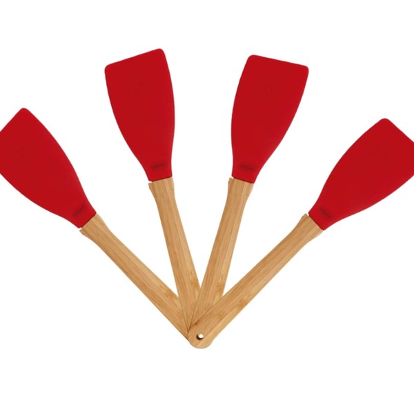 Kit 4 Espátulas De Silicone Cabo De Bamboo Mor Vermelho | Leroy Merlin
