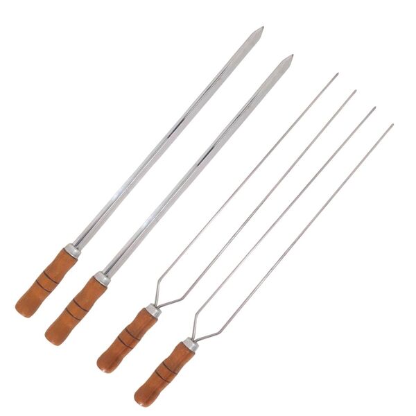 Kit 4 Espetos De Inox 60cm Com Cabo Madeira - Espada E Duplo | Leroy Merlin
