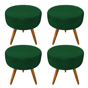 Puff Barcelona Decorativo Com Veludo Verde E Base Madeira | Leroy Merlin