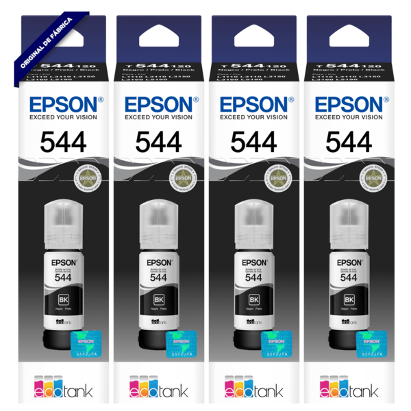 Kit 4 Tintas Epson 544 T544 Preto Original Para Impressora L-3110 L ...