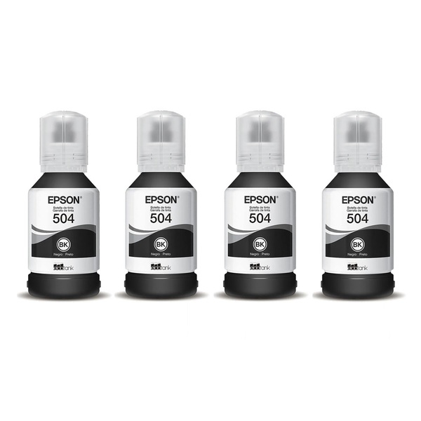 Kit 4 Tintas Epson T504 504 Preto Original Para Impressora L6161 L4150 ...