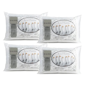Kit 4 Travesseiro Pluma Ganso Confortável Antiacaro 70x50cm | Leroy Merlin