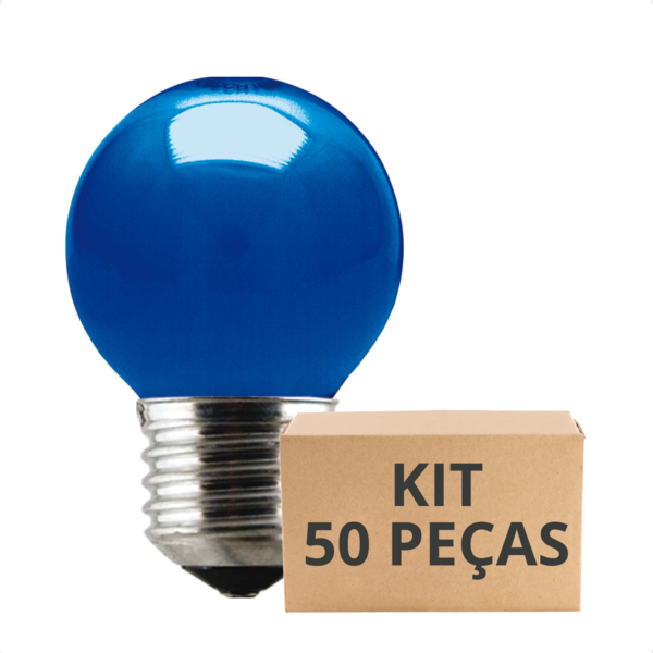 Kit 50 Lâmpadas Incandescente Bolinha Colorida 15w E27 Taschibra Azul ...