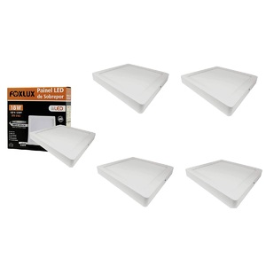 Kit 5 Painel Led 18w Downlight Bivolt Quadrado 6500k Foxlux | Leroy Merlin