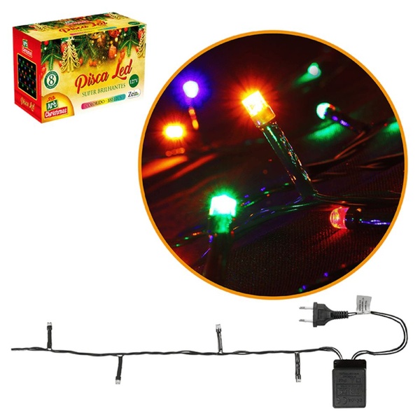Kit 5 Pisca Pisca 100 Leds Colorido 8m Fio Verde - 127v | Leroy Merlin