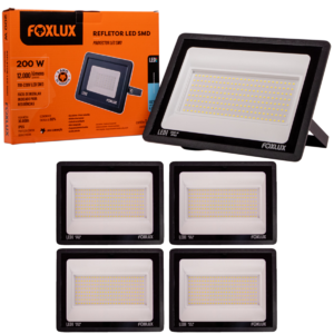 Kit 5 Refletor Led Foxlux 200w 6500k Bivolt Preto | Leroy Merlin